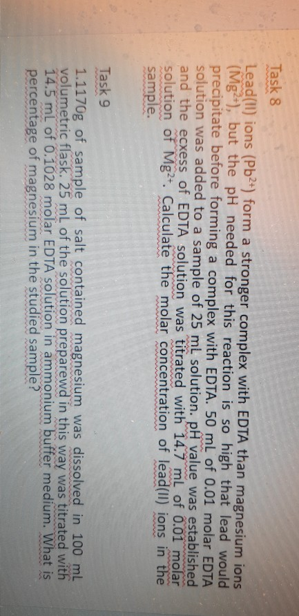 Solved Task 8 Lead(II) ions (Pb2+) form a stronger complex | Chegg.com