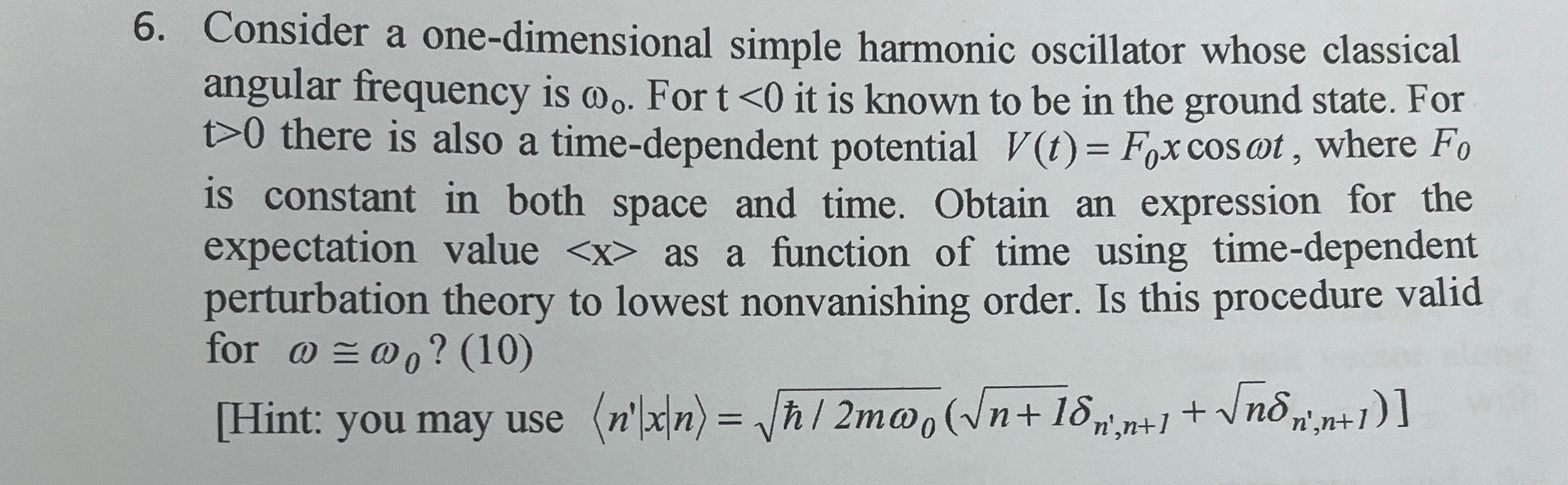 Consider a one-dimensional simple harmonic oscillator | Chegg.com