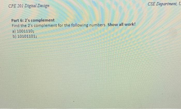 Solved Part 1: Number conversions Perform the following | Chegg.com Solved Part 1: Number conversions Perform the following | Chegg.com