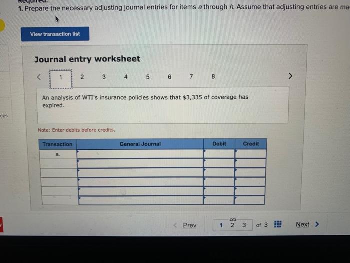 Solved Required: 1. Prepare the necessary adjusting journal | Chegg.com