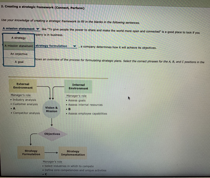 Solved 2. Creating a strategic framework (Connect, Perform) | Chegg.com
