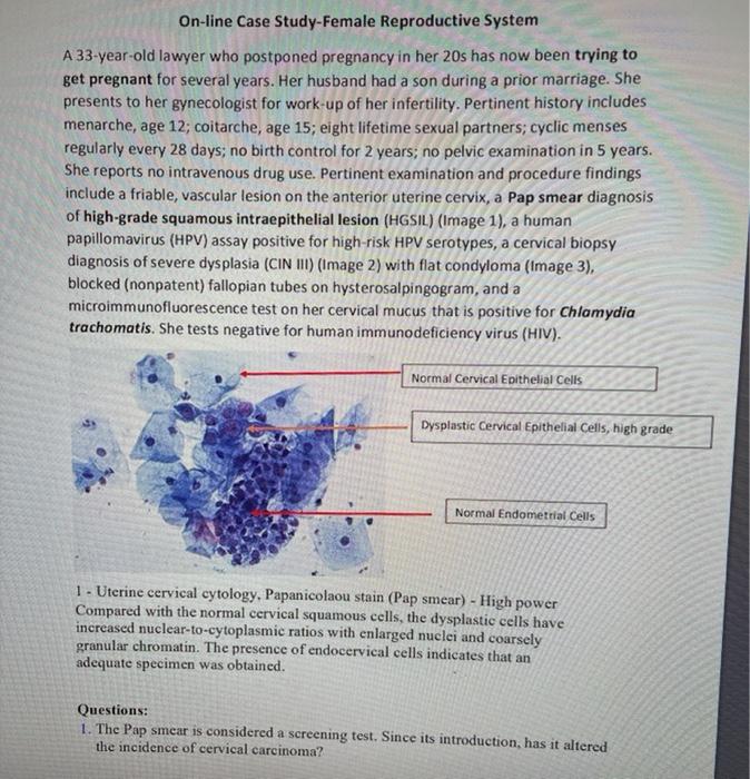 Solved On-line Case Study-Female Reproductive System A | Chegg.com