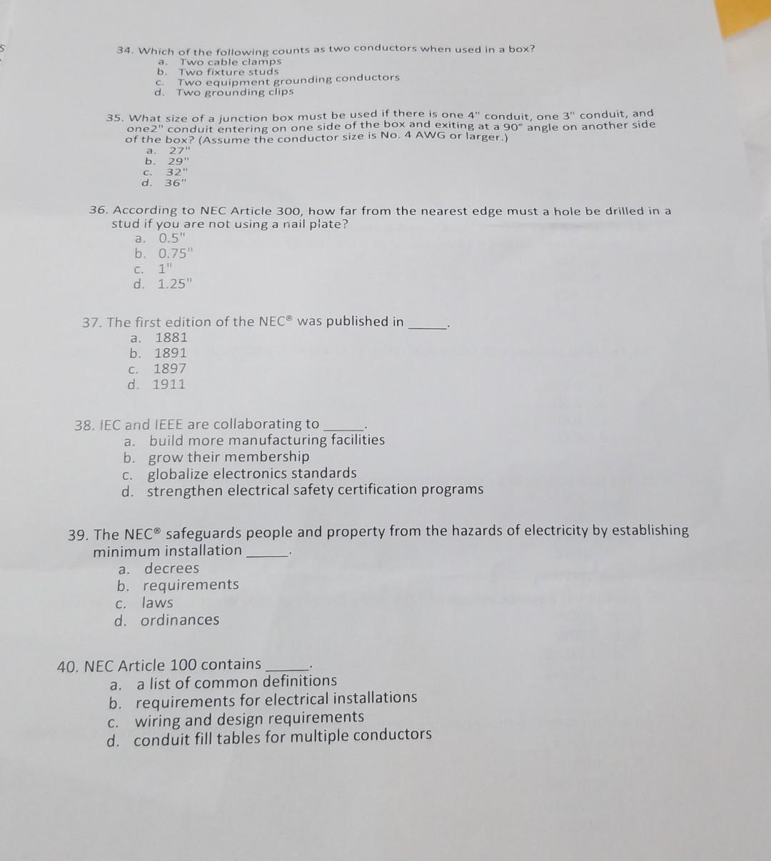 Solved 34. Which of the following counts as two conductors | Chegg.com