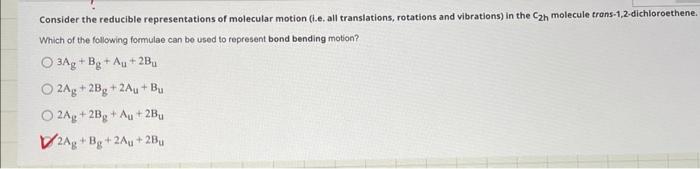 Solved Consider the reducible representations of molecular | Chegg.com