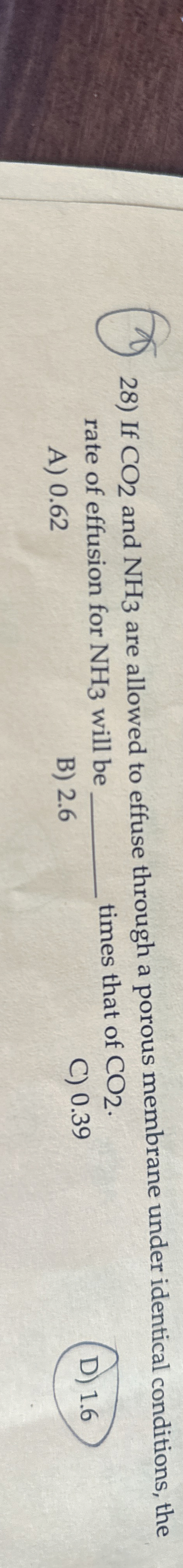 Solved If CO2 ﻿and NH3 ﻿are allowed to effuse through a | Chegg.com