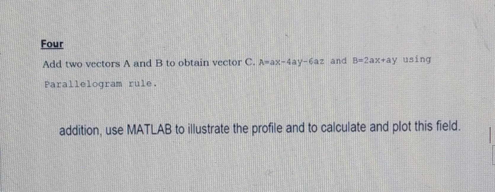 Solved Four Add two vectors A and B to obtain vector | Chegg.com