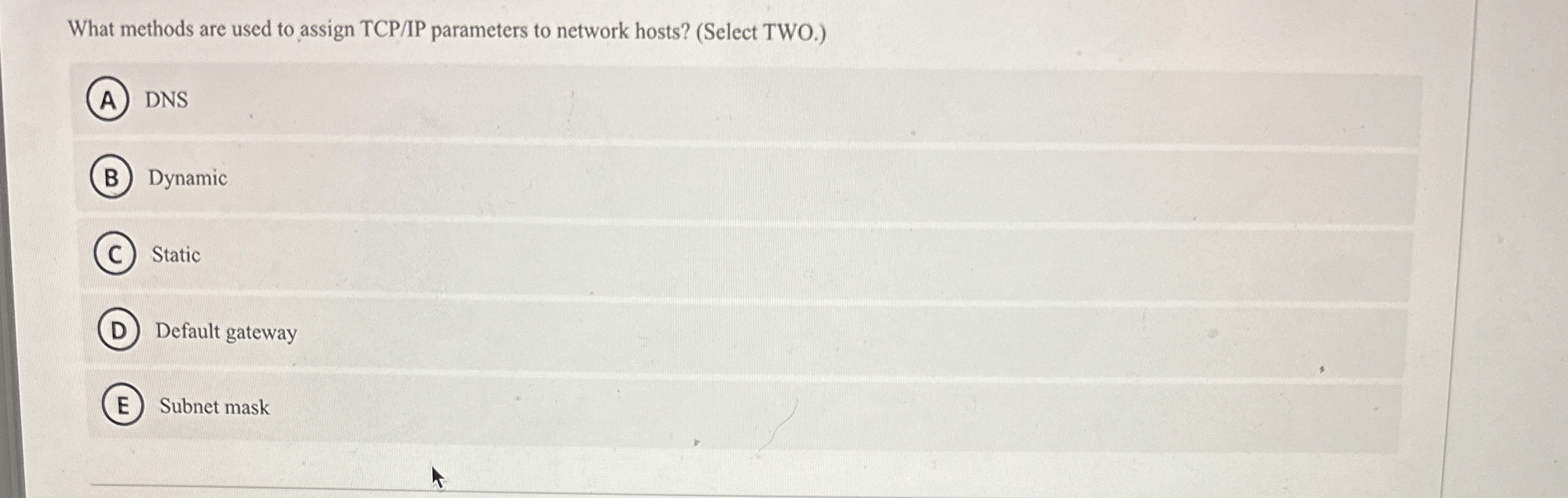 Solved What methods are used to assign TCP/IP parameters to | Chegg.com