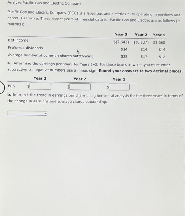 Solved Analyze Pacific Gas and Electric Company Pacific Gas | Chegg.com
