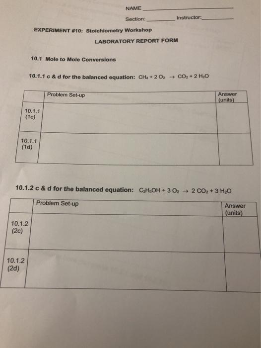 Solved NAME Section: Instructor EXPERIMENT #10: | Chegg.com