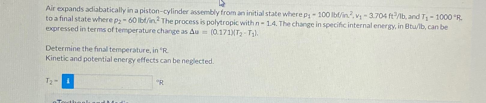 Air expands adiabatically in a piston-cylinder | Chegg.com