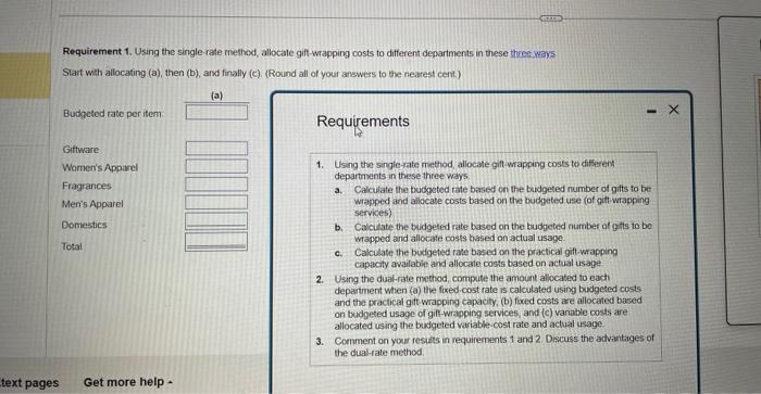 Read ne temaltmentsRequirement 1. Using the | Chegg.com