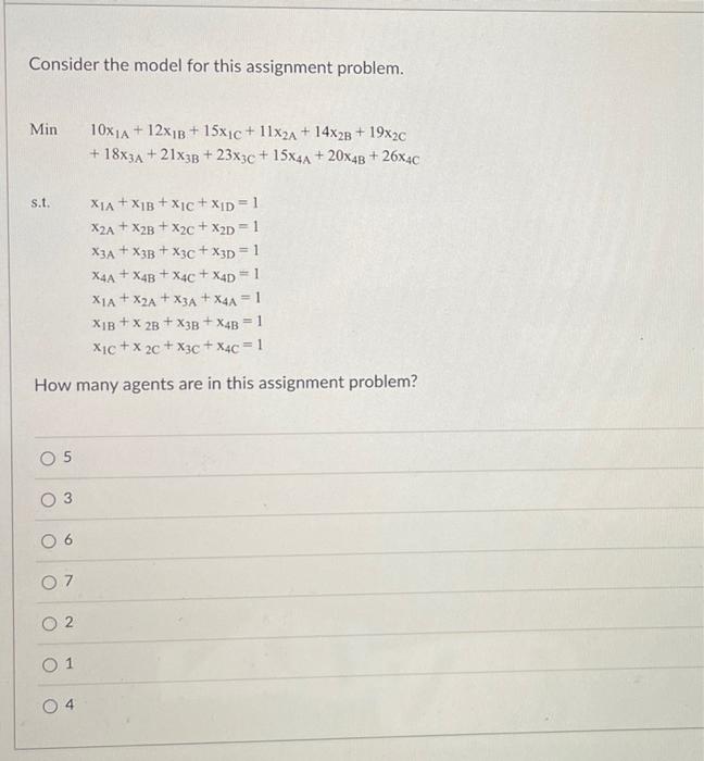 Solved 1 pts The assignment problem constraint X1 + X32 + | Chegg.com