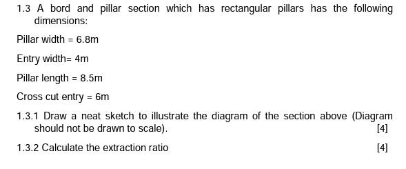 Solved 1.3 A bord and pillar section which has rectangular | Chegg.com