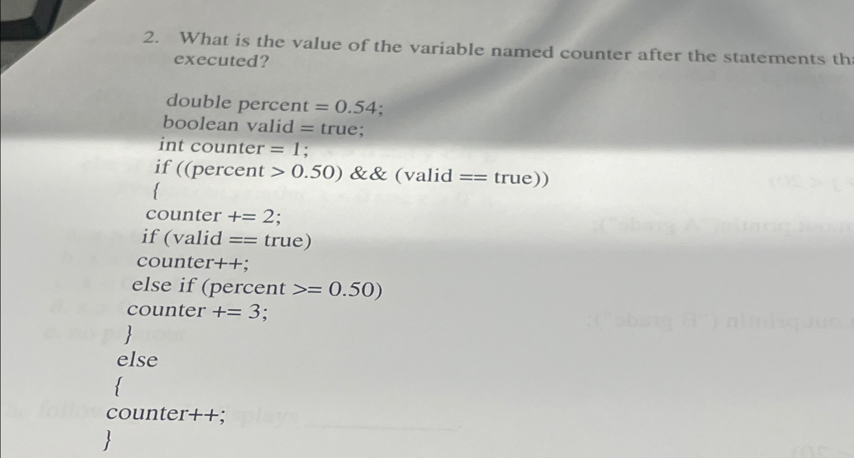 Solved What is the value of the variable named counter after | Chegg.com