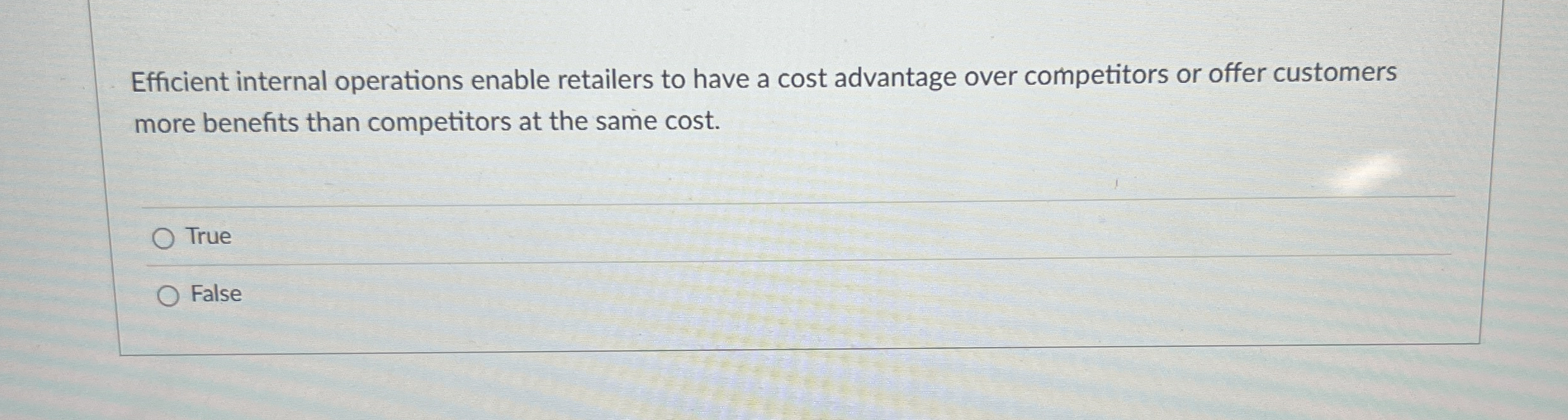 Solved Efficient internal operations enable retailers to | Chegg.com