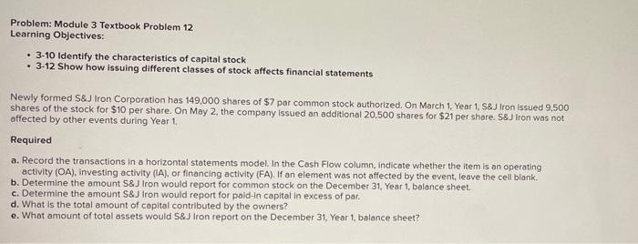 Solved Problem: Module 3 Textbook Problem 12 Learning | Chegg.com
