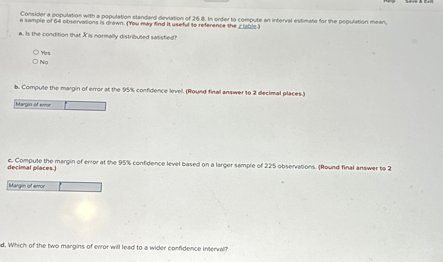 Consider a population with a population standard | Chegg.com