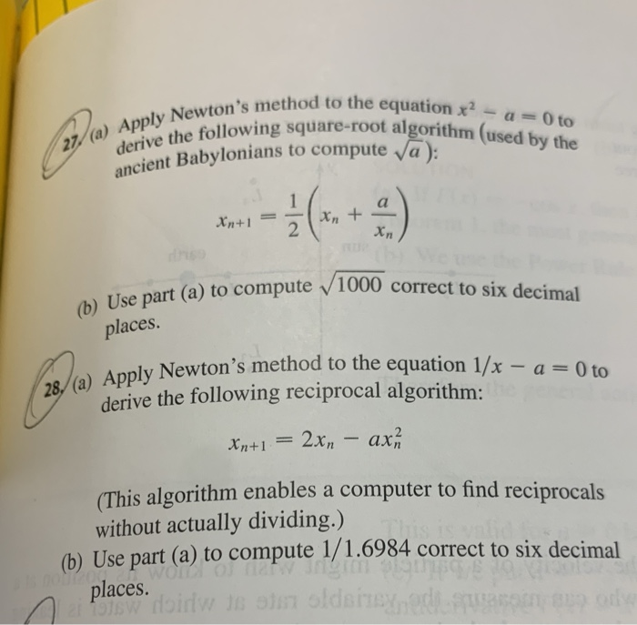 Solved xnt (a) Apply Newton's method to the equation x? - | Chegg.com