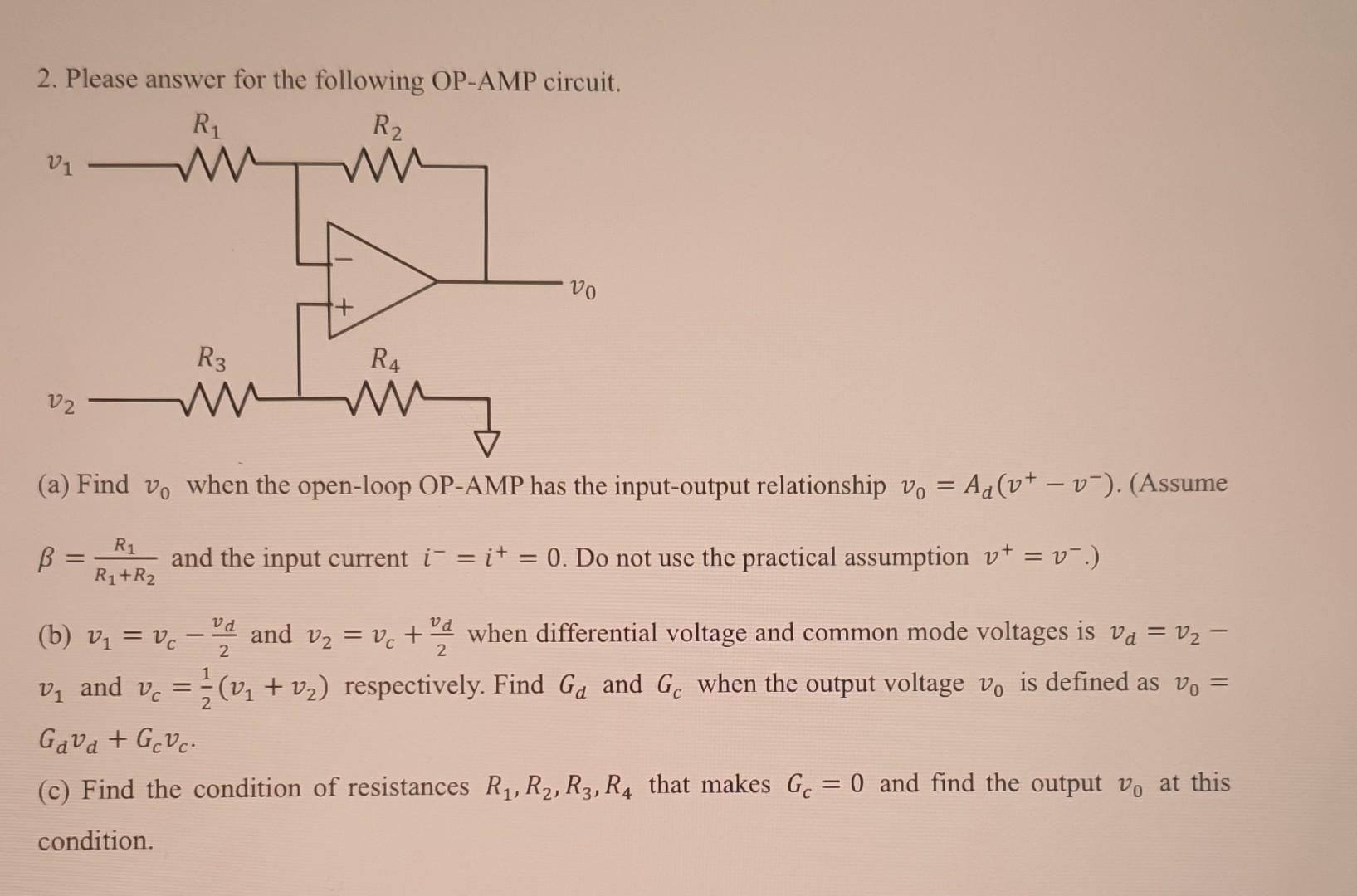 Solved 2. Please answer for the following OP-AMP | Chegg.com