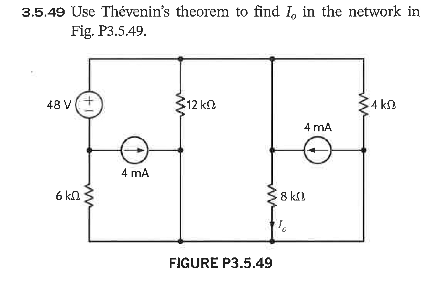 Solved 3.5.49 ﻿Use Thévenin's theorem to find Io ﻿in the | Chegg.com