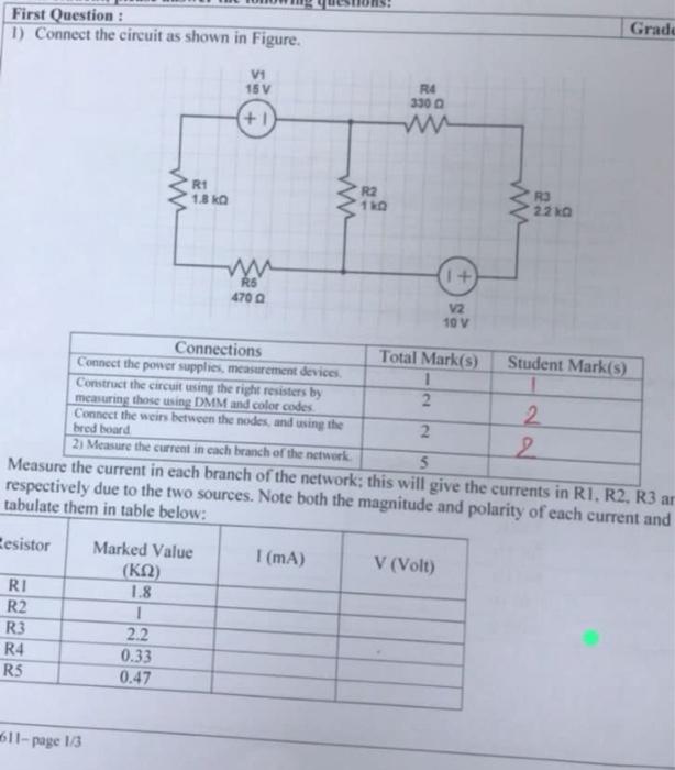 Solved 1) Connect the circuit as shown in Figure. Grad Meas | Chegg.com