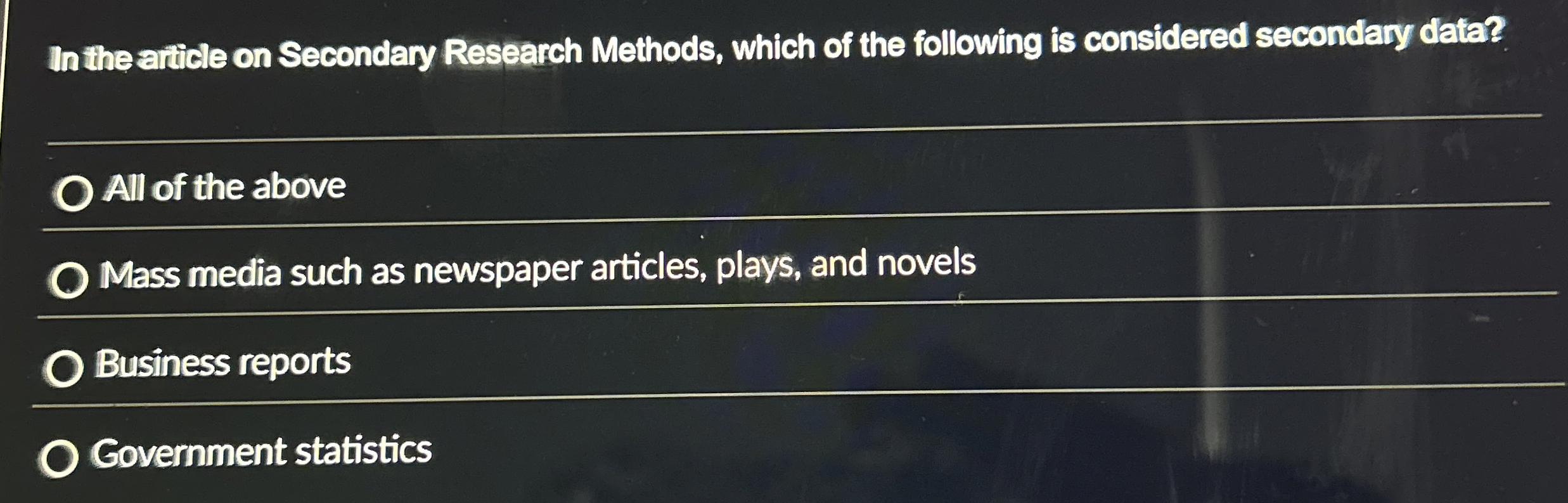 Solved In the article on Secondary Research Methods, which | Chegg.com