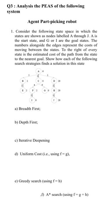 Solved Q3 : Analysis the PEAS of the following system Agent | Chegg.com