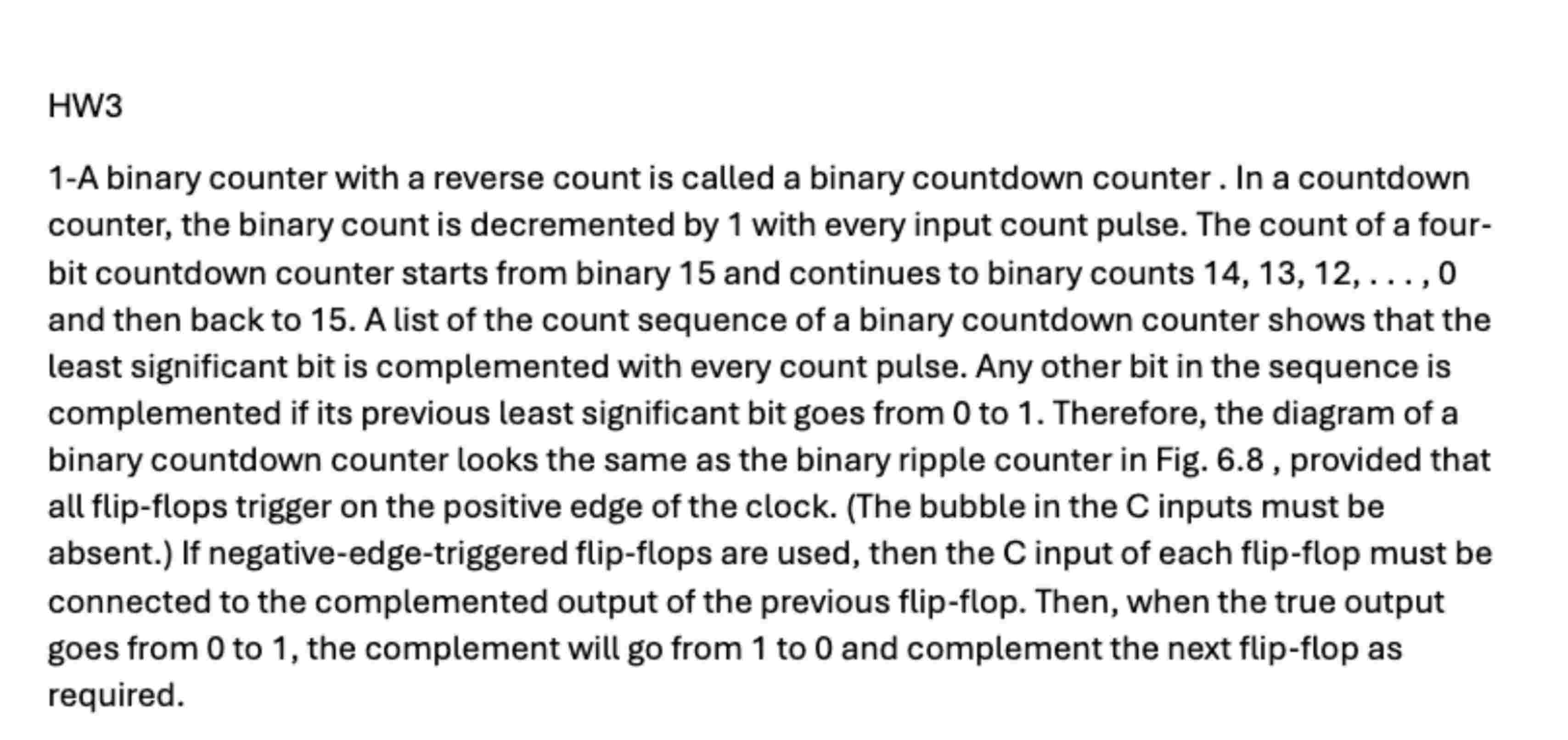 Solved HW3 1-A binary counter with a reverse count is called | Chegg.com