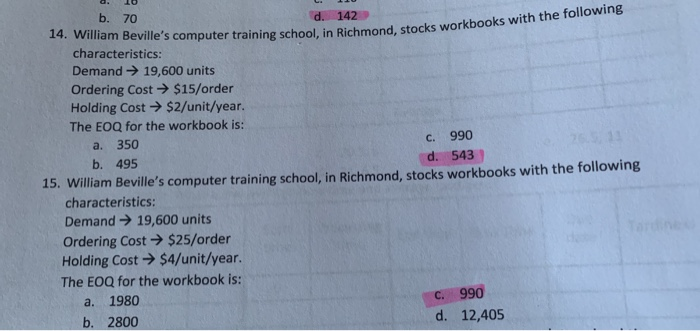 Solved ol, in Richmond, stocks workbooks with the following | Chegg.com