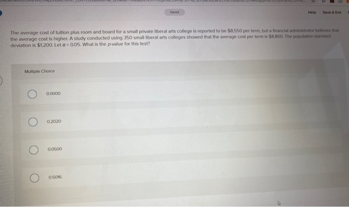 Solved Saved Help Save & EX The average cost of tuition plus | Chegg.com