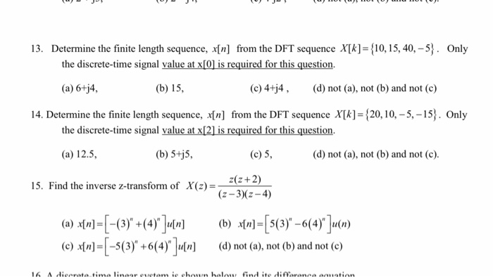 Solved 13. Determine the finite length sequence, x[n] from | Chegg.com