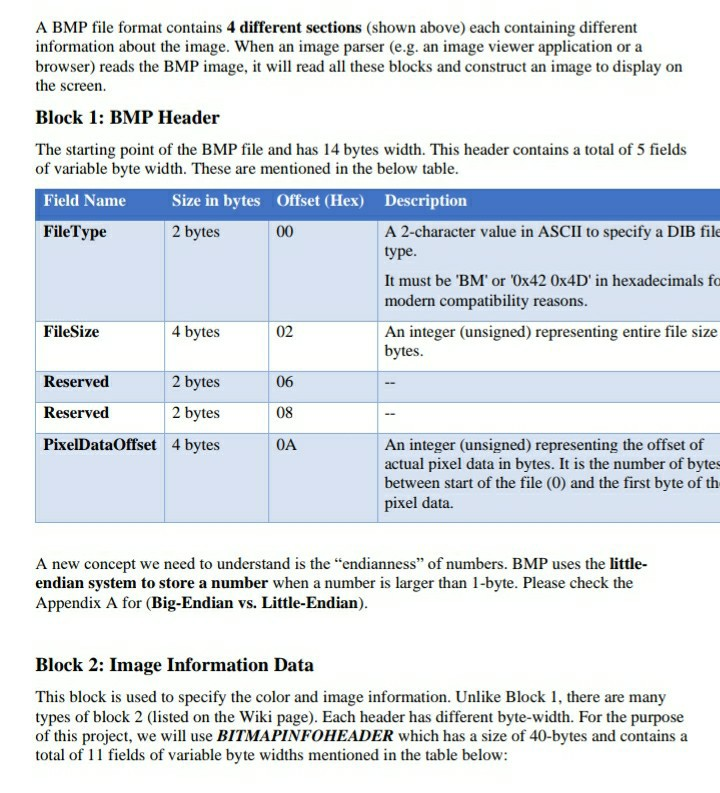 For this program, you will implement a BMP image | Chegg.com