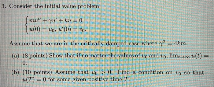 Solved Consider the initial value problem mu" + | Chegg.com
