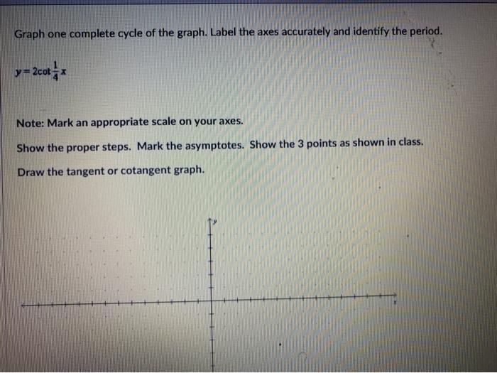Solved Graph one complete cycle of the graph. Label the axes | Chegg.com