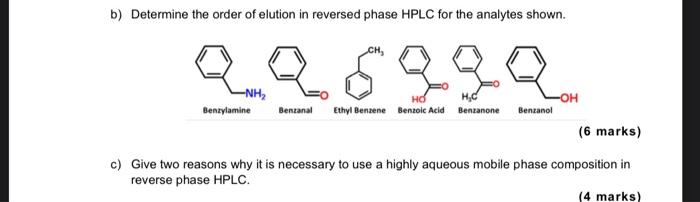Solved b) Determine the order of elution in reversed phase | Chegg.com