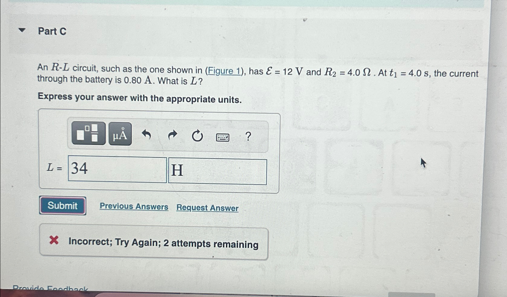 Part CAn R-L ﻿circuit, such as the one shown in | Chegg.com
