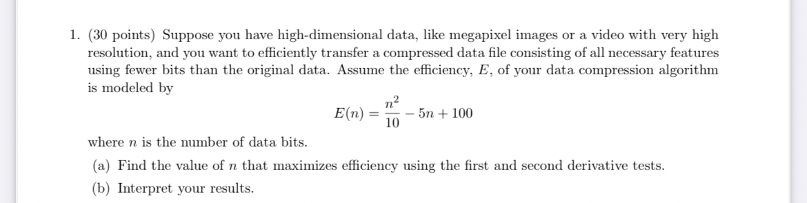 Solved (30 ﻿points) ﻿Suppose you have high-dimensional data, | Chegg.com