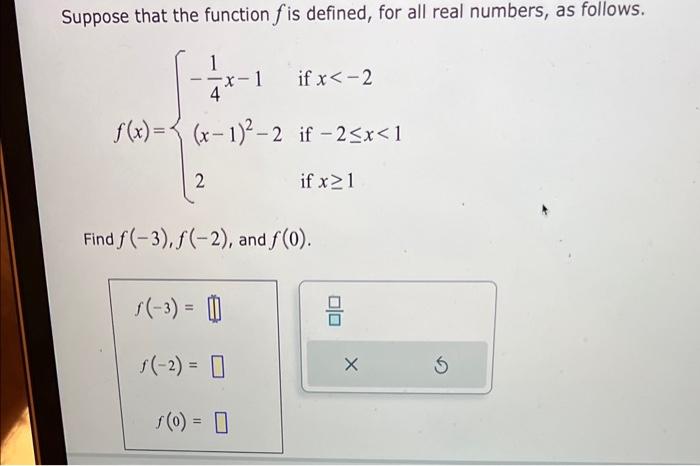 Solved Suppose that the function f is defined, for all real | Chegg.com