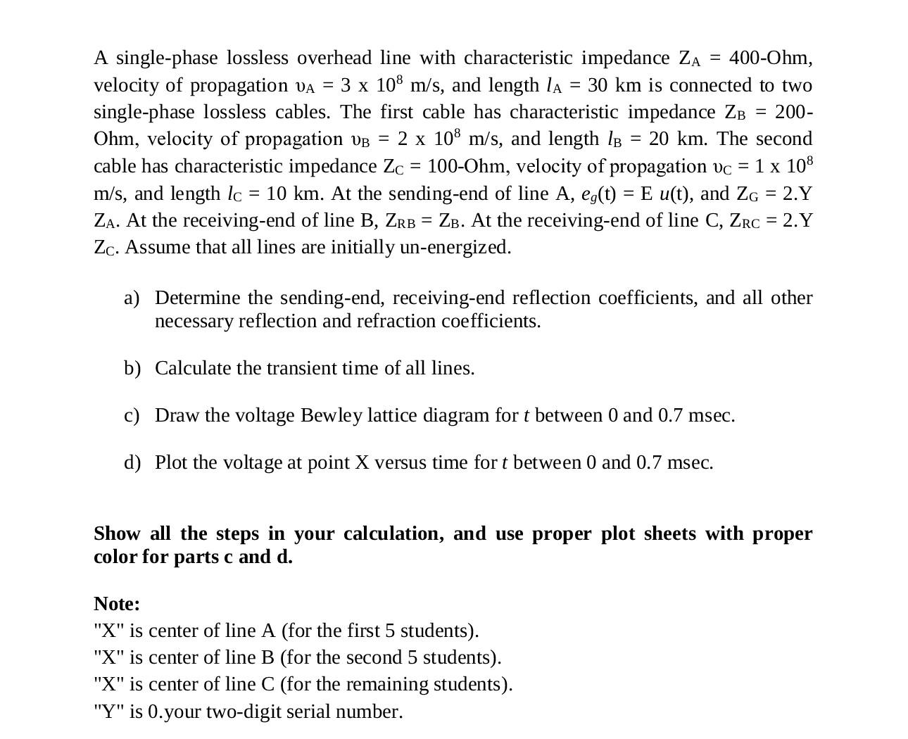 Solved X A Single phase Lossless Overhead Line With Chegg