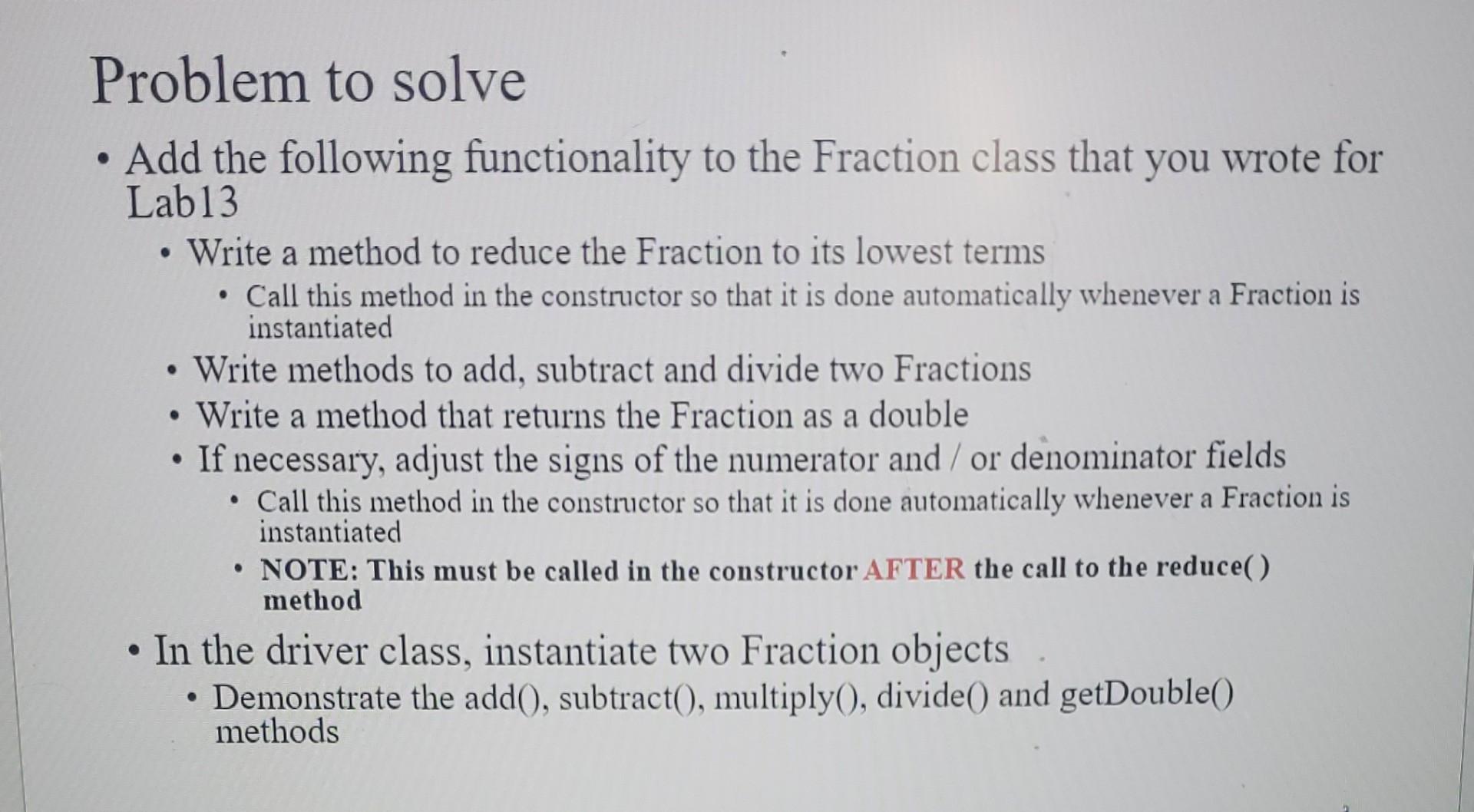 Solved Problem to solve - Add the following functionality to | Chegg.com