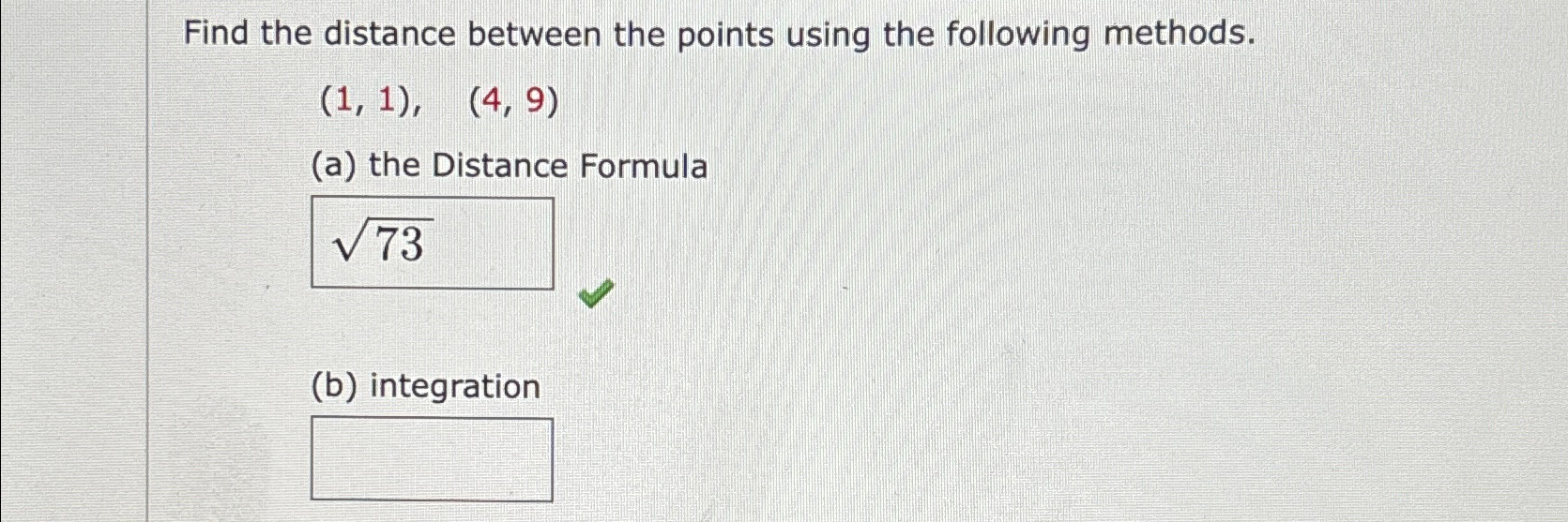 Solved Find the distance between the points using the | Chegg.com