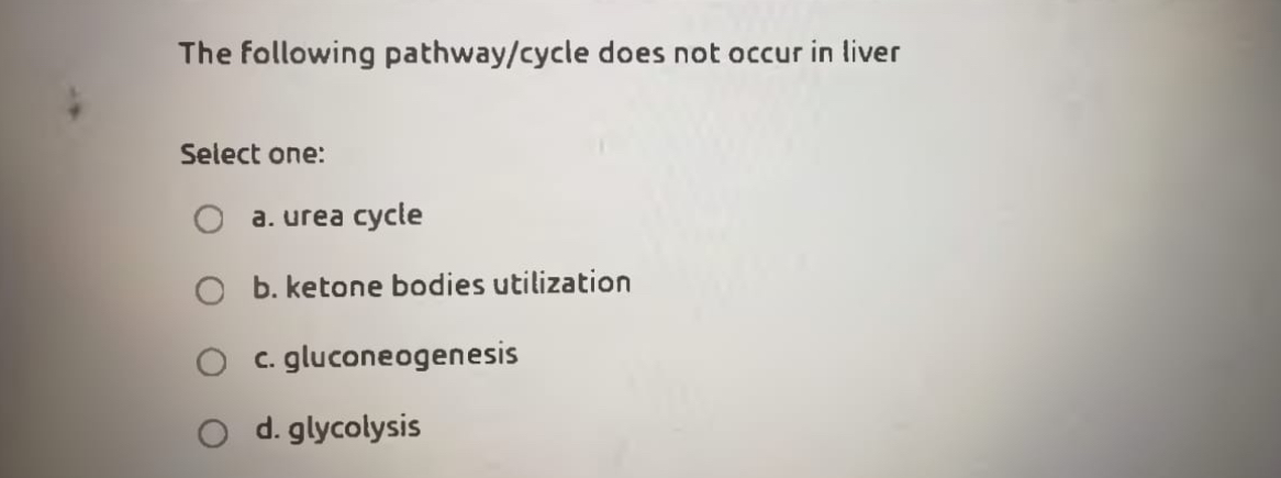 Solved The following pathway/cycle does not occur in | Chegg.com