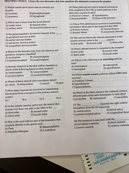 Solved MULTIPLE CHOICE. Choose the one alternative that best | Chegg.com