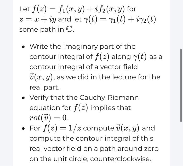Solved Let F Z F1 X Y If2 X Y For Z X Iy And Let