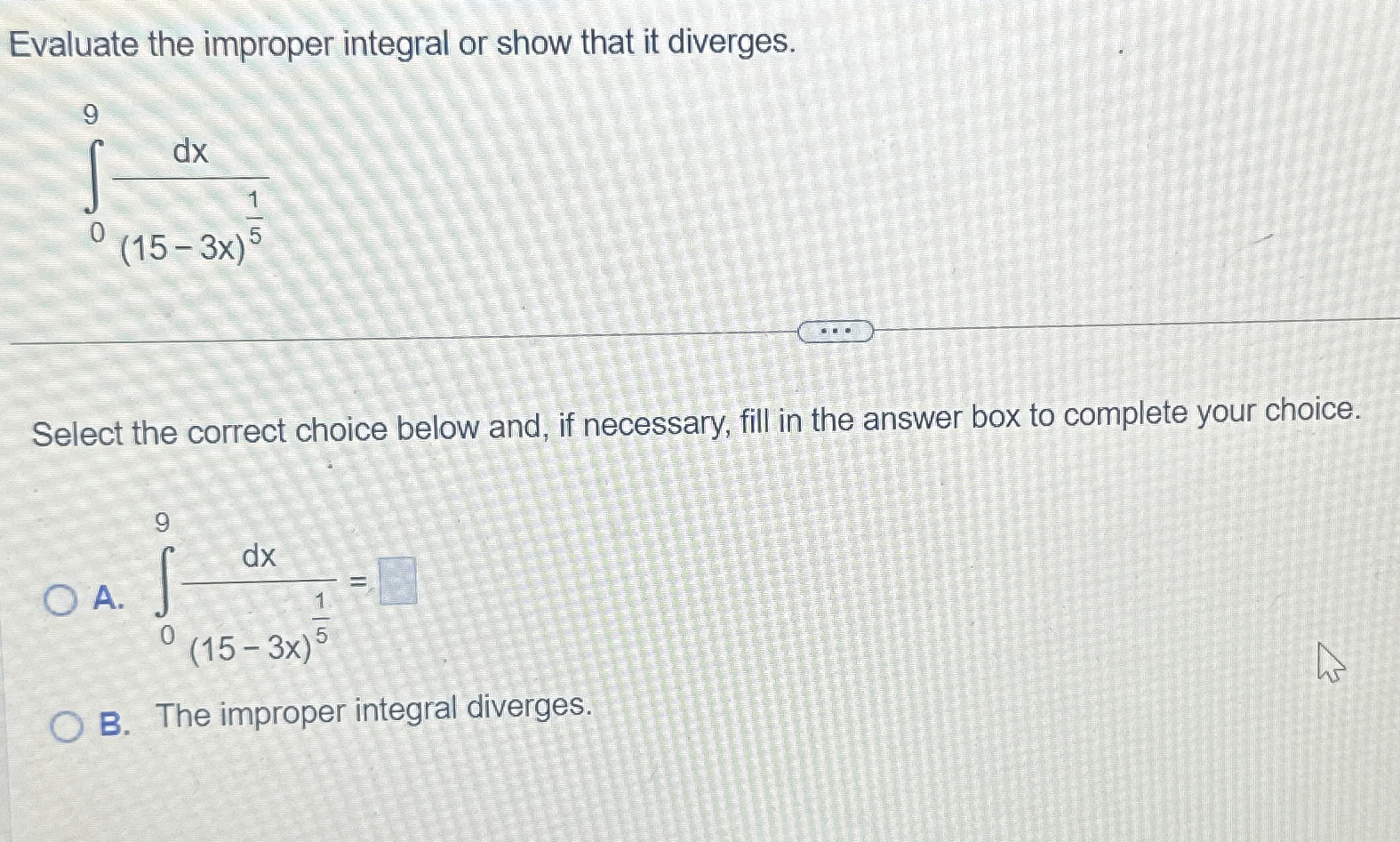 Solved Evaluate the improper integral or show that it | Chegg.com