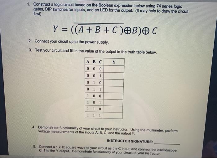 Solved 1. Construct a logic circuit based on the Boolean | Chegg.com