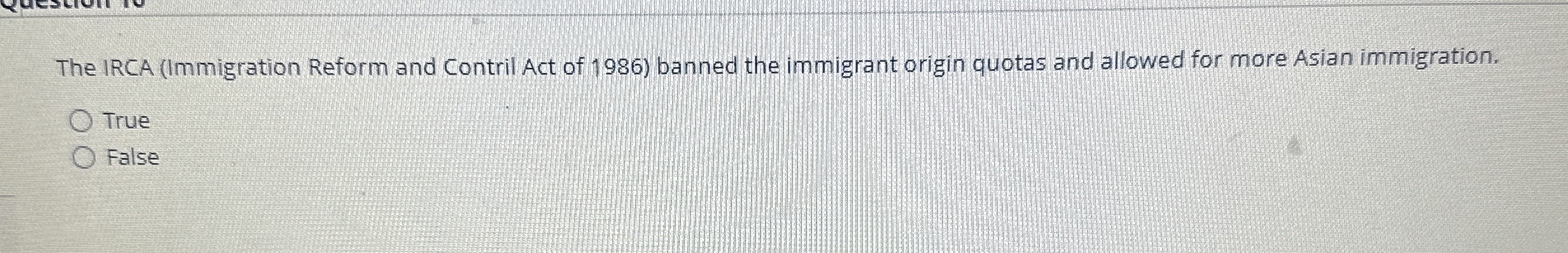 Solved The IRCA (Immigration Reform and Contril Act of 1986) | Chegg.com