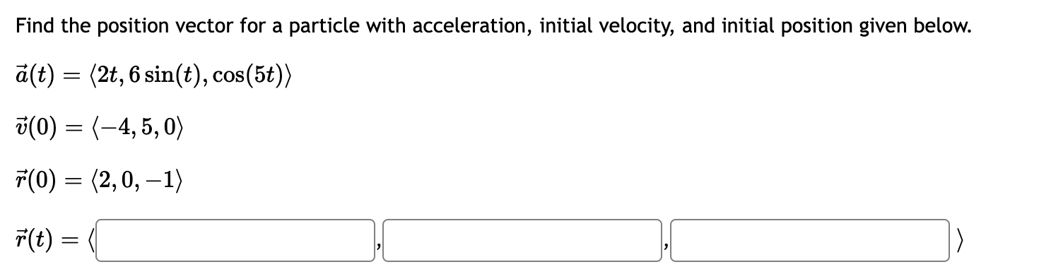 Solved Find the position vector for a particle with | Chegg.com