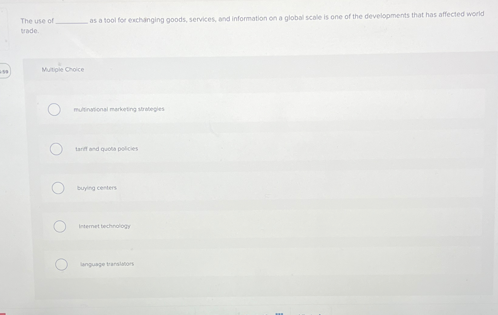 Solved The use of as a tool for exchanging goods, services, | Chegg.com