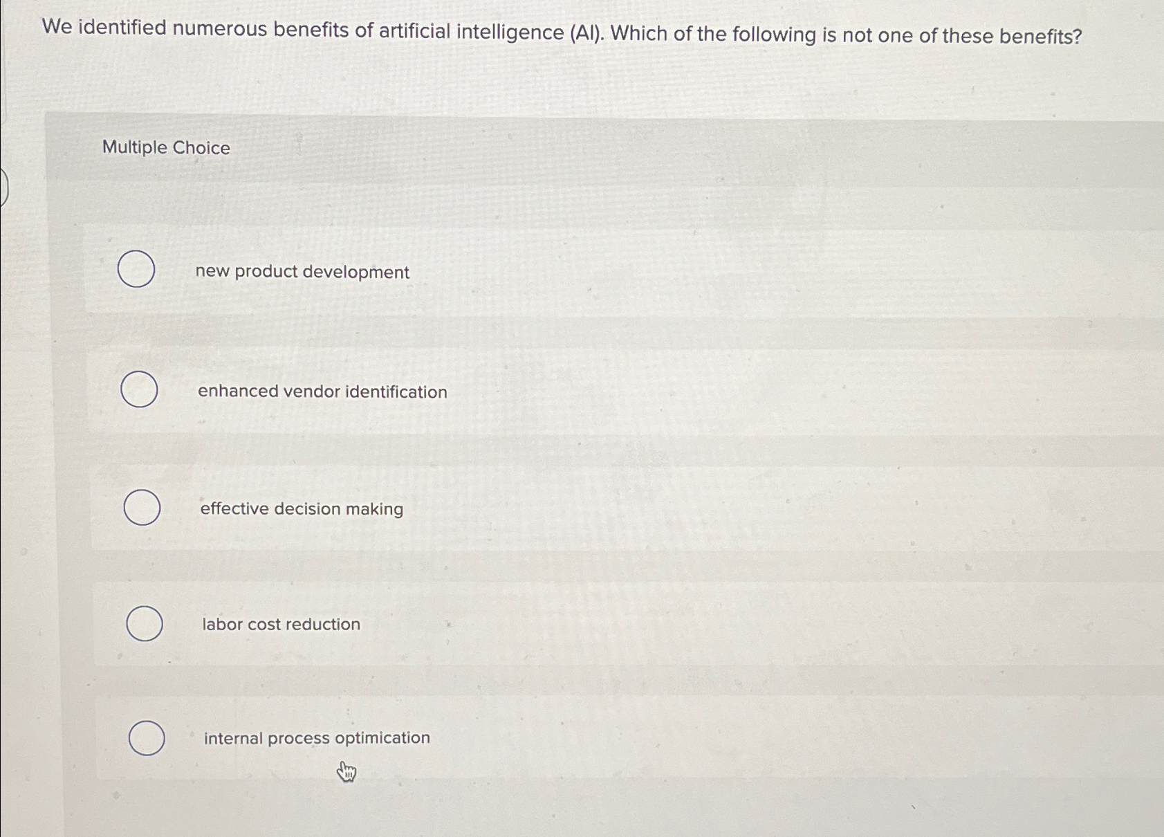 Solved We identified numerous benefits of artificial | Chegg.com
